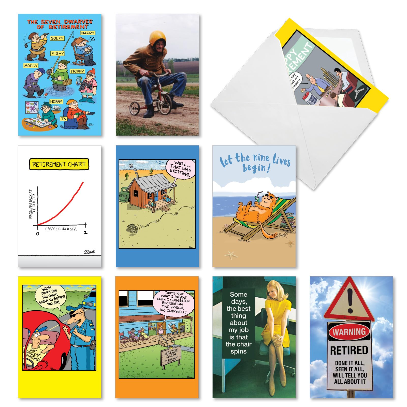 Amazon.com : NobleWorks 10 Assorted Box Set Retirement Greeting Cards w ...
