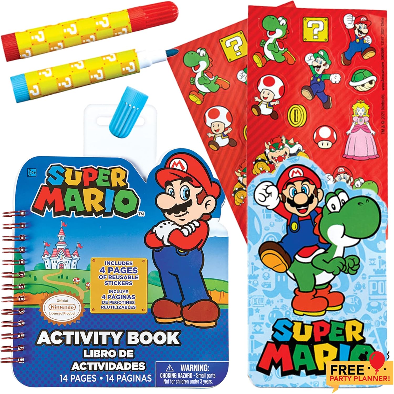Amazon.com: Amscan Mario Sticker Activity Book (5" x 6") with 14 Pages ...