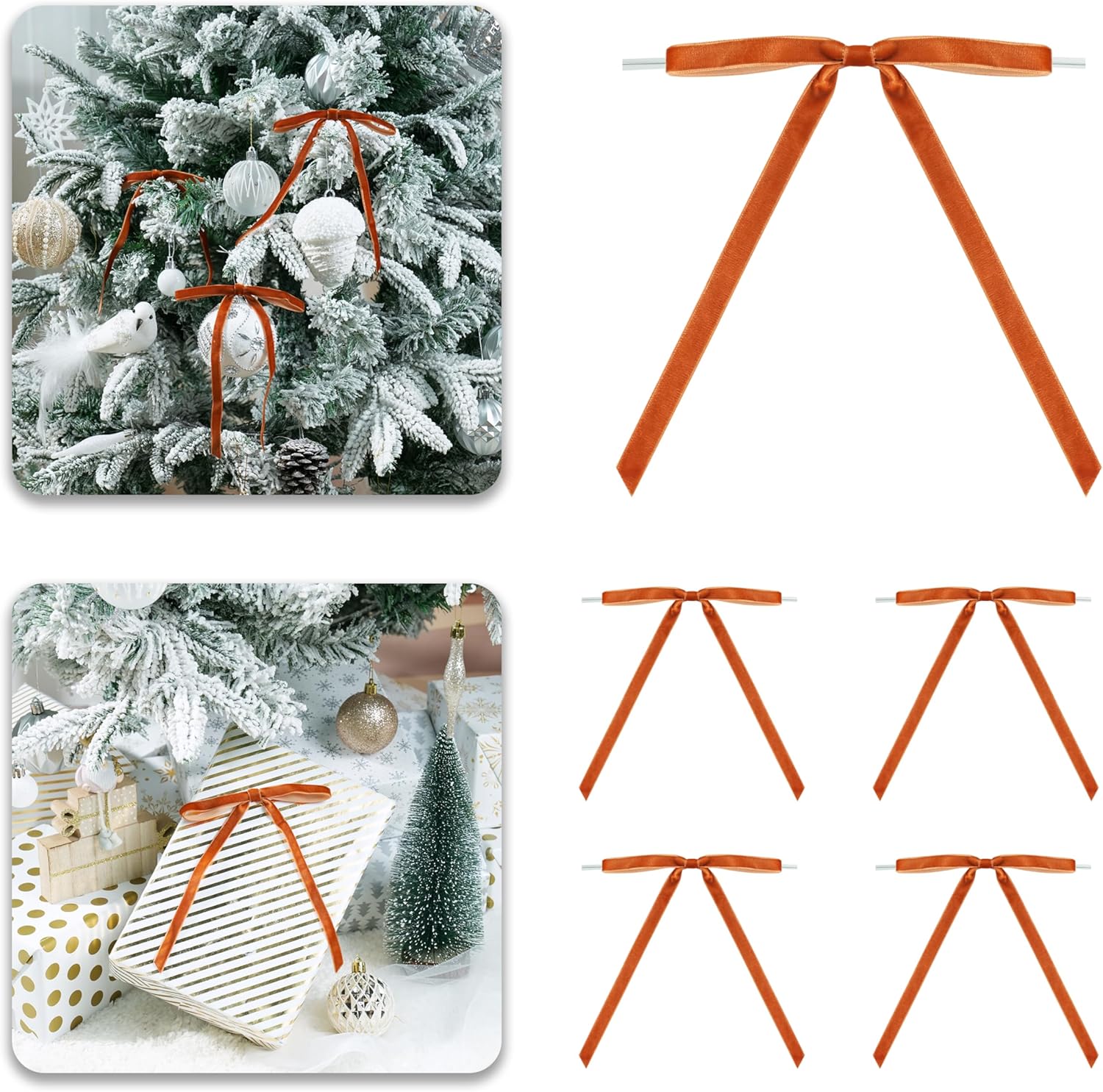 Amazon.com: LIZLOVESS Copper Velvet Ribbon Christmas Bow 5 x 7 Inches ...