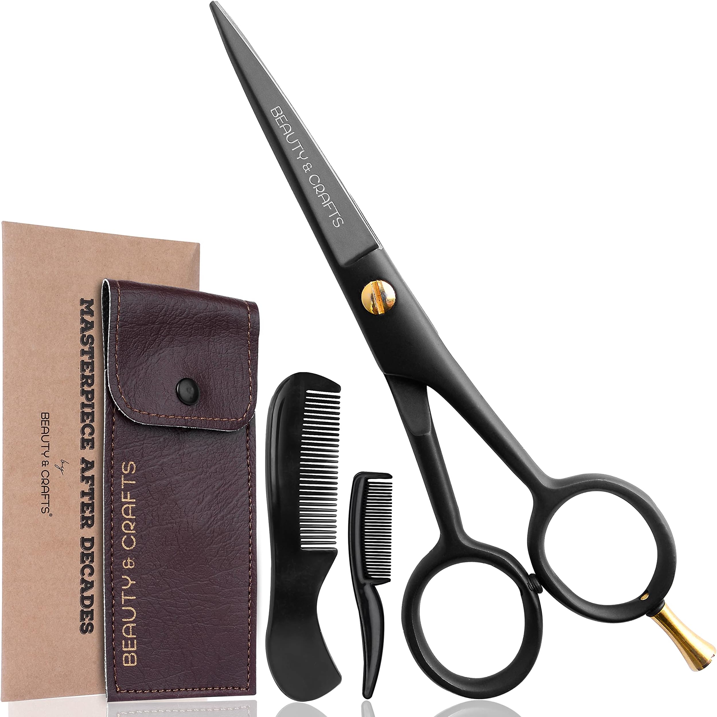 Amazon.com: TecUnite 4 Pieces Mustache Scissors Grooming Kit for Men ...