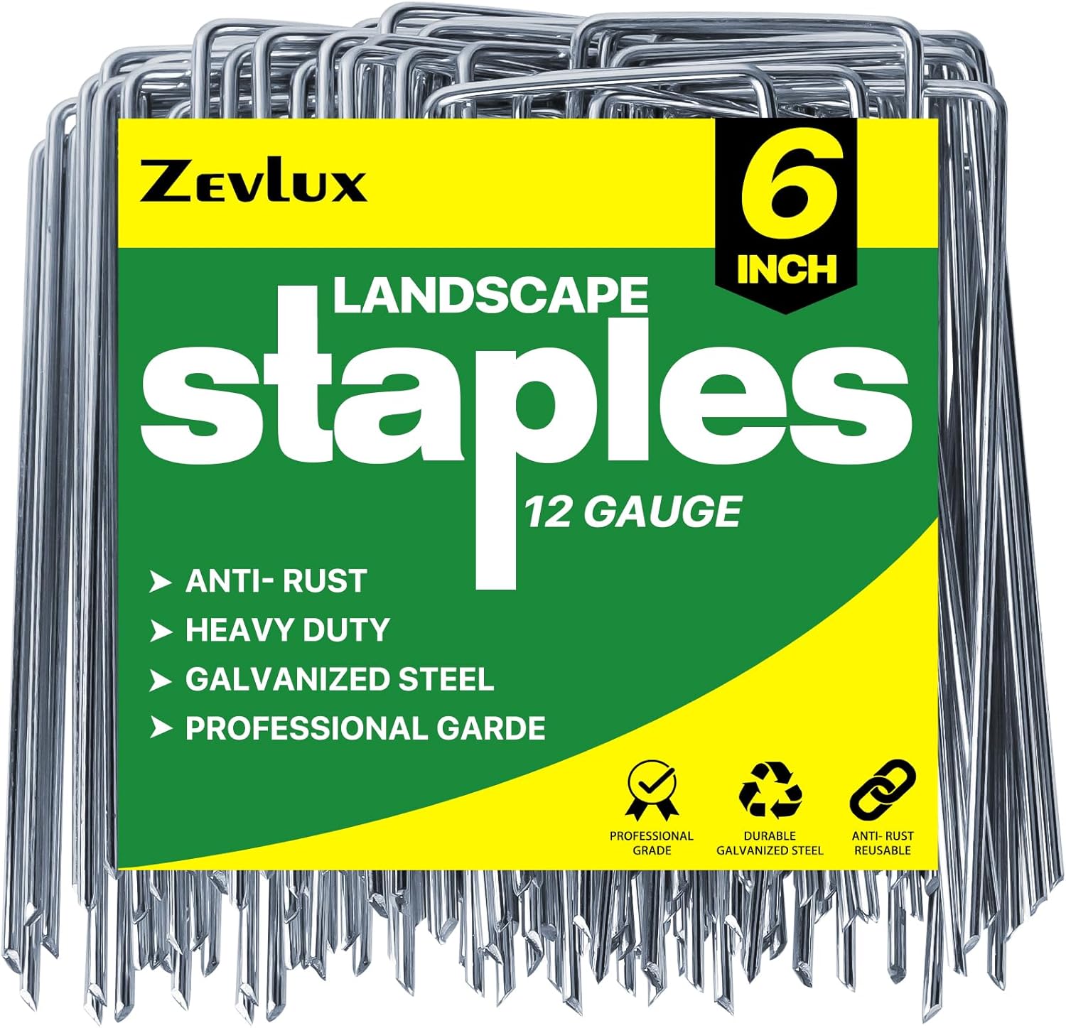 Zevlux Landscape Staples Garden Stakes, 6 inch 50 pcs Heavy Duty ...