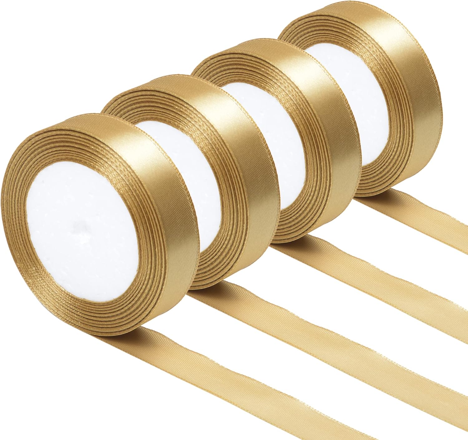 KEYIDO® 4 Rolls 20mm Gold Satin Ribbon, 100 Yards Gold Christmas Ribbon ...