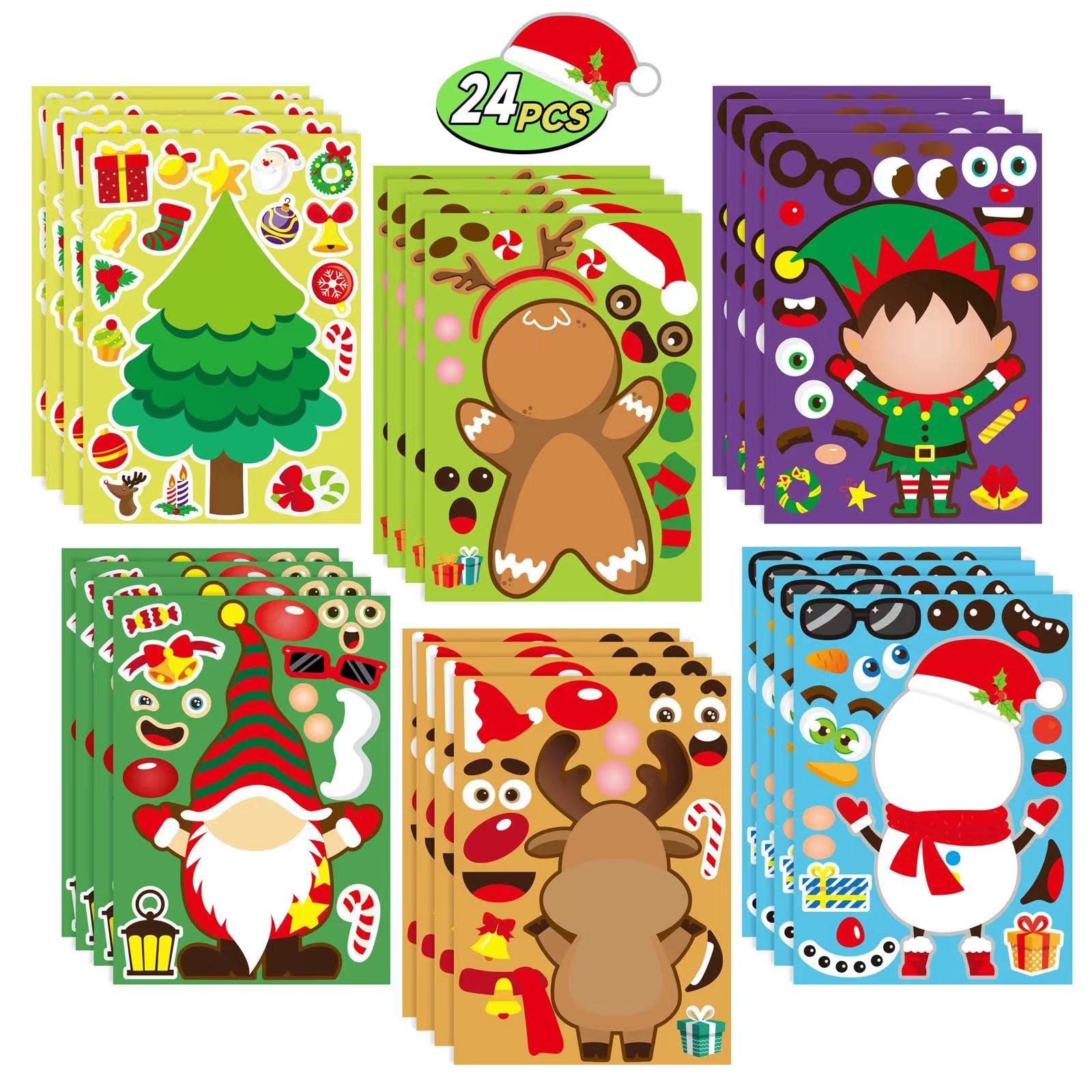 Buy 24 Sheets Christmas Party Games Sticker, Make Your Own Gnome ...
