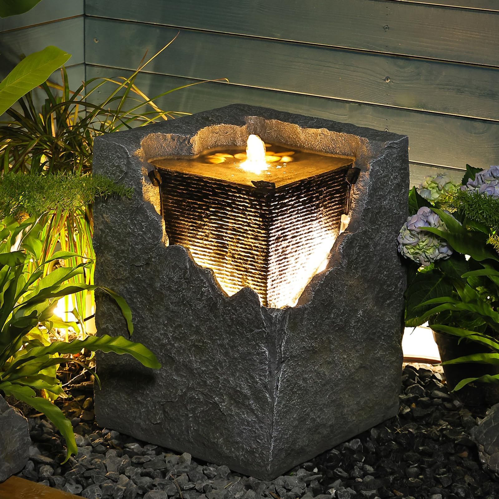 Amazon.com: Warm Garden Lincoln Outdoor Water Fountain Waterfall ...