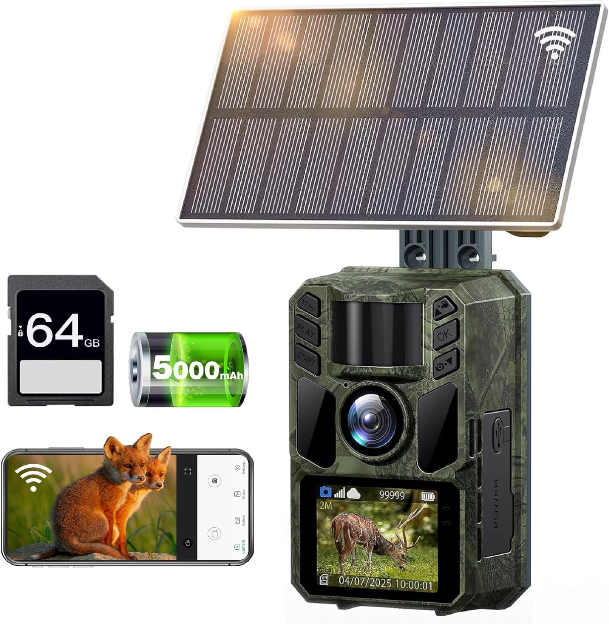 Amazon.com: HUNTSEN 4K 48MP WiFi Trail Camera - Bluetooth Game Camera ...