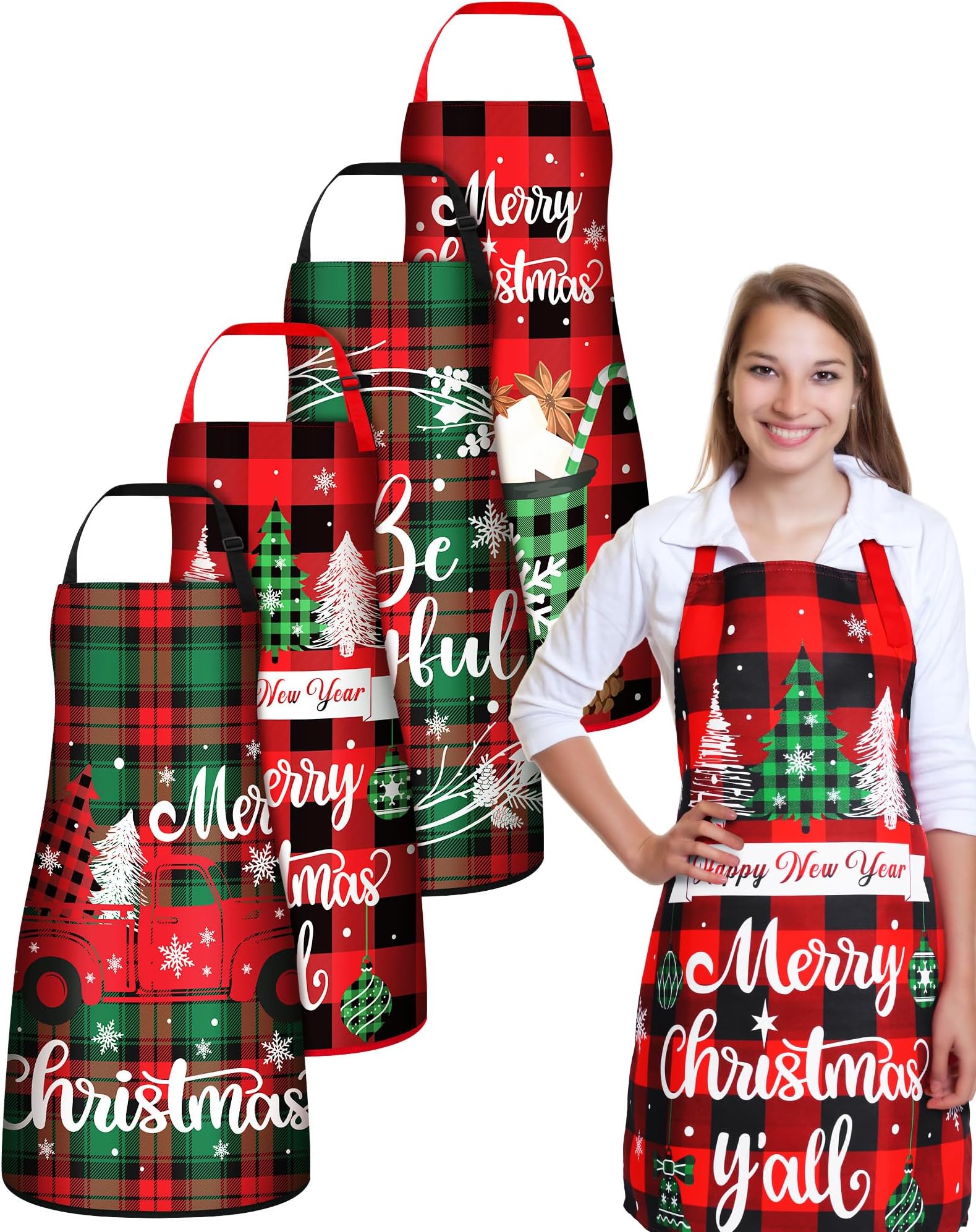 Amazon.com: Twistover 8 Pcs Holiday Kitchen Aprons Waterproof Seasonal ...