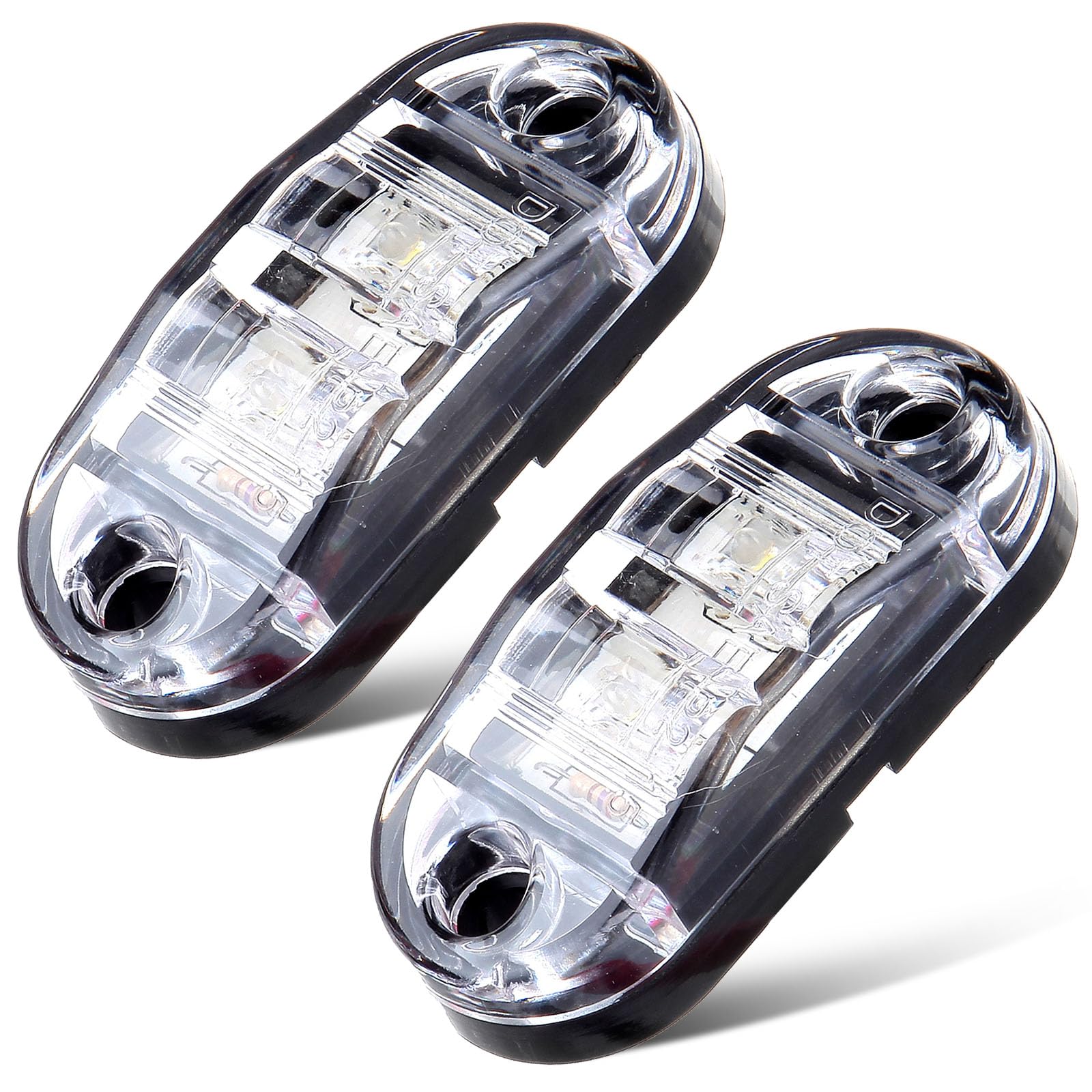 Amazon.com: LBRST 2x Clear 2 Diode LED Trailer Side Marker Light Oval ...