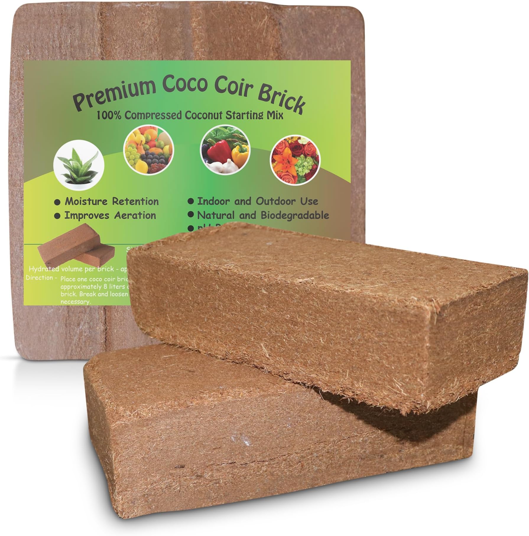 Amazon.com : Premium Organic Coconut Coir Bricks - 6 Pack Coco Coir ...