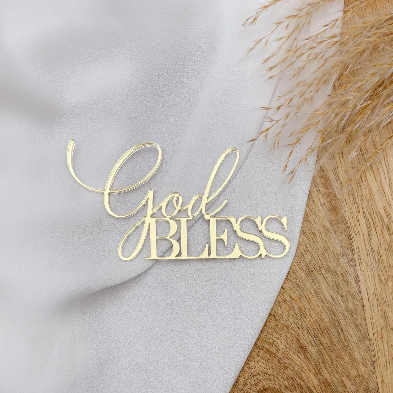 Amazon.com: God Bless Cake Topper - Acrylic Gold Cake Decorations for ...