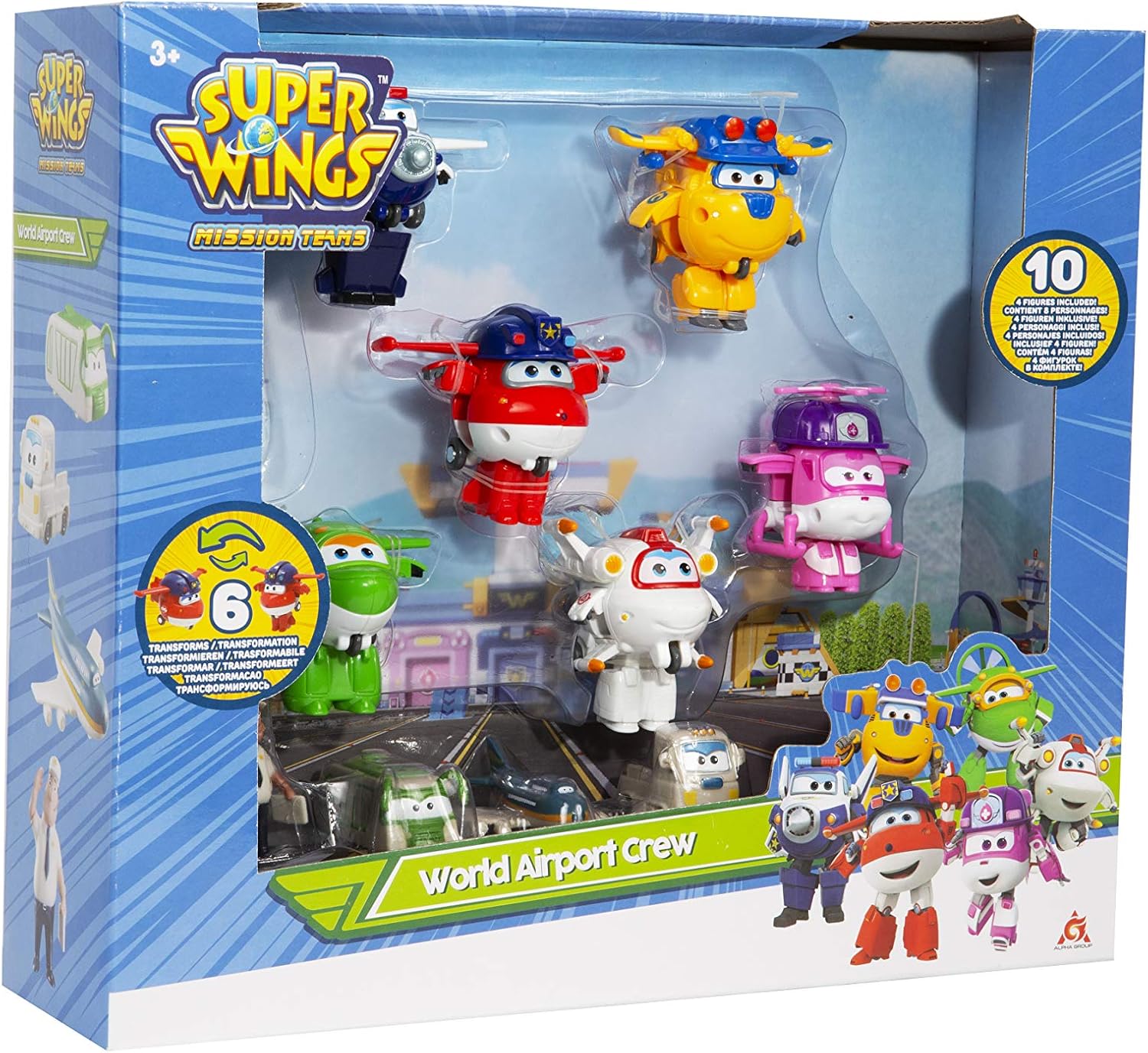 Super Wings EU730060A Transform-a-Bots World Airport Series 3 Crew ...