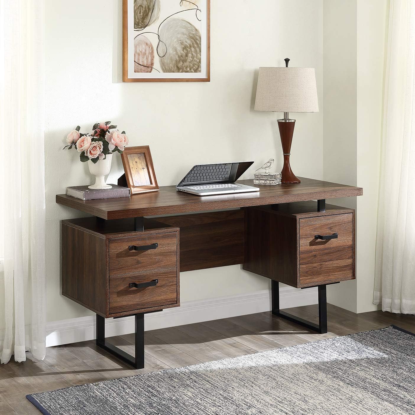 Amazon.com: Merax 59 Inch Computer Desk with File Drawer, Writing Desk ...