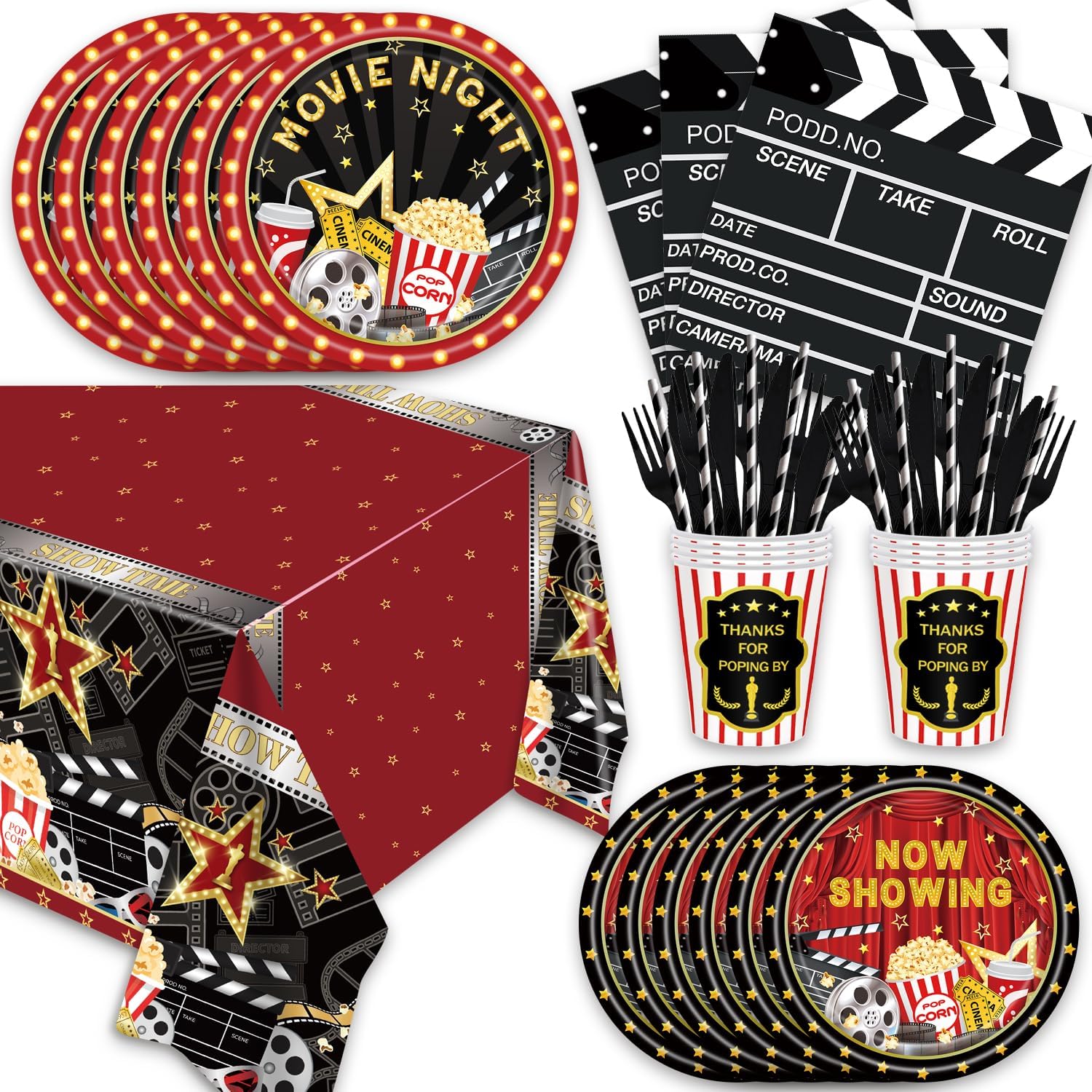 Amazon.com: 141Pcs Movie Night Birthday Party Decorations for 20 Guests ...