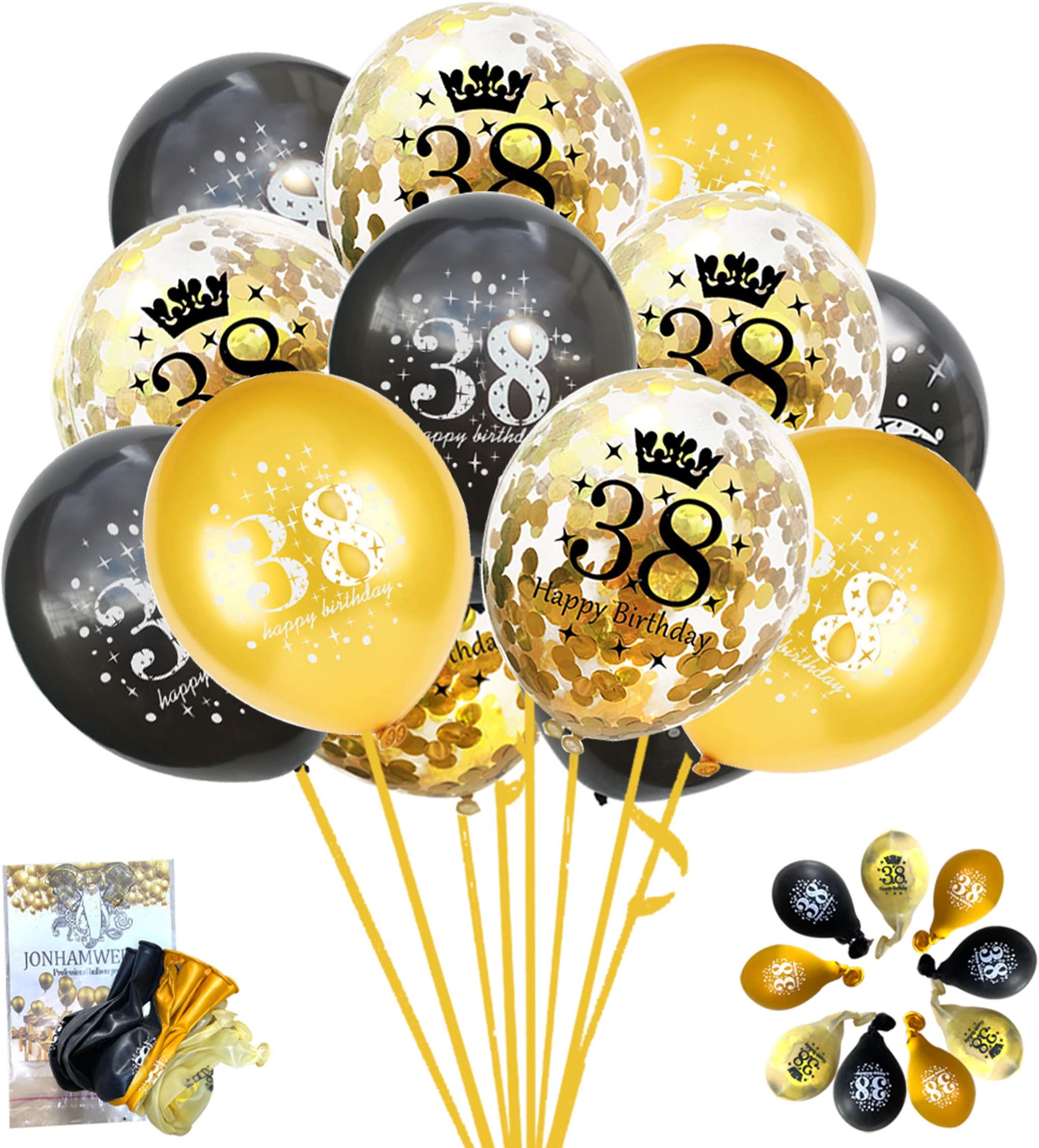 Amazon.com: Black cheers to 38 years latex balloons, 12inch (16pcs ...