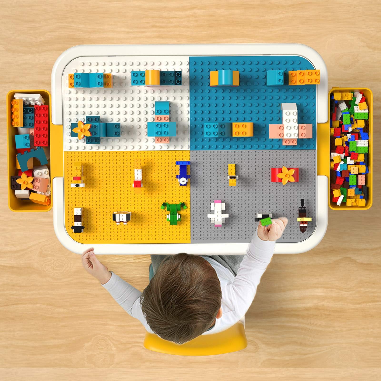 Amazon.com: Kids 6-in-1 Multi Activity Table with 381 Pieces Blocks ...