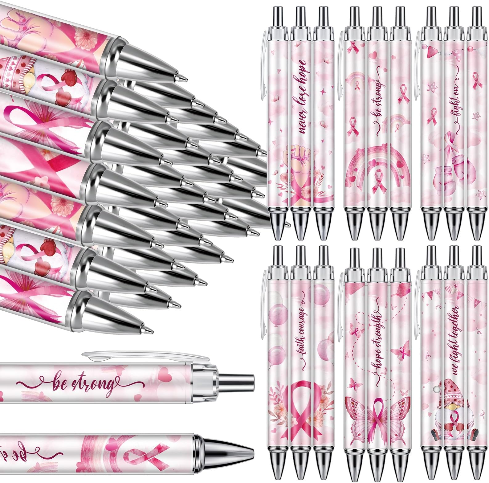 Amazon.com : Zhanmai 24 Pieces Breast Cancer Awareness Ballpoint Pen ...