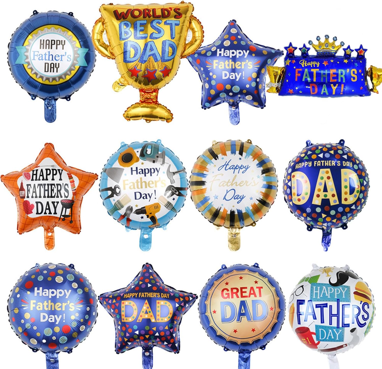 Amazon.com: KIPETTO Happy Father's Day Balloons 12Pcs 18Inch Aluminum ...