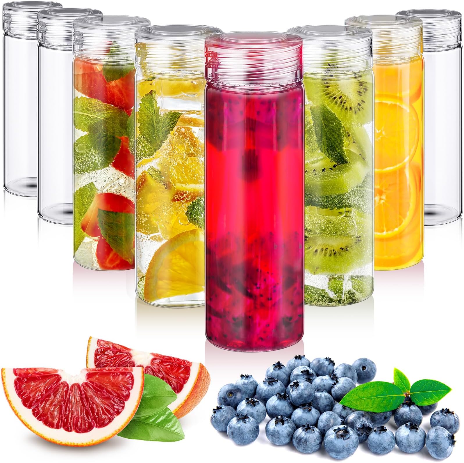 Amazon.com: Zubebe 6 Pack Glass Bottle with Lids 16 oz Wide Mouth Juice ...