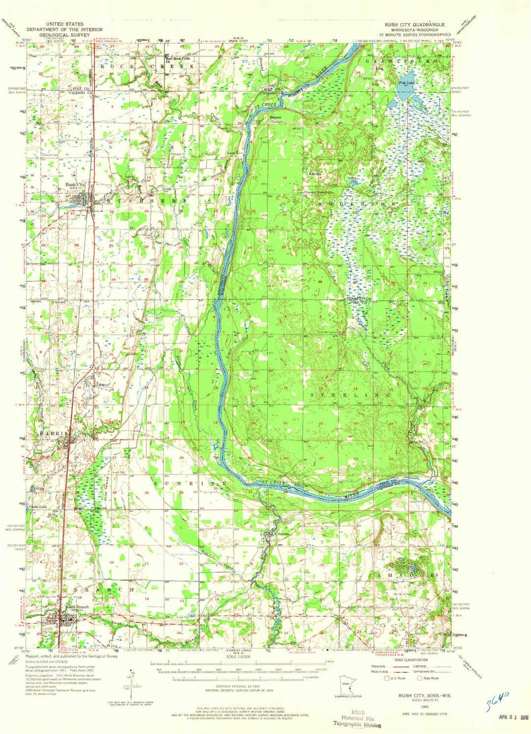 Amazon.com : YellowMaps Rush City MN topo map, 1:62500 Scale, 15 X 15 ...