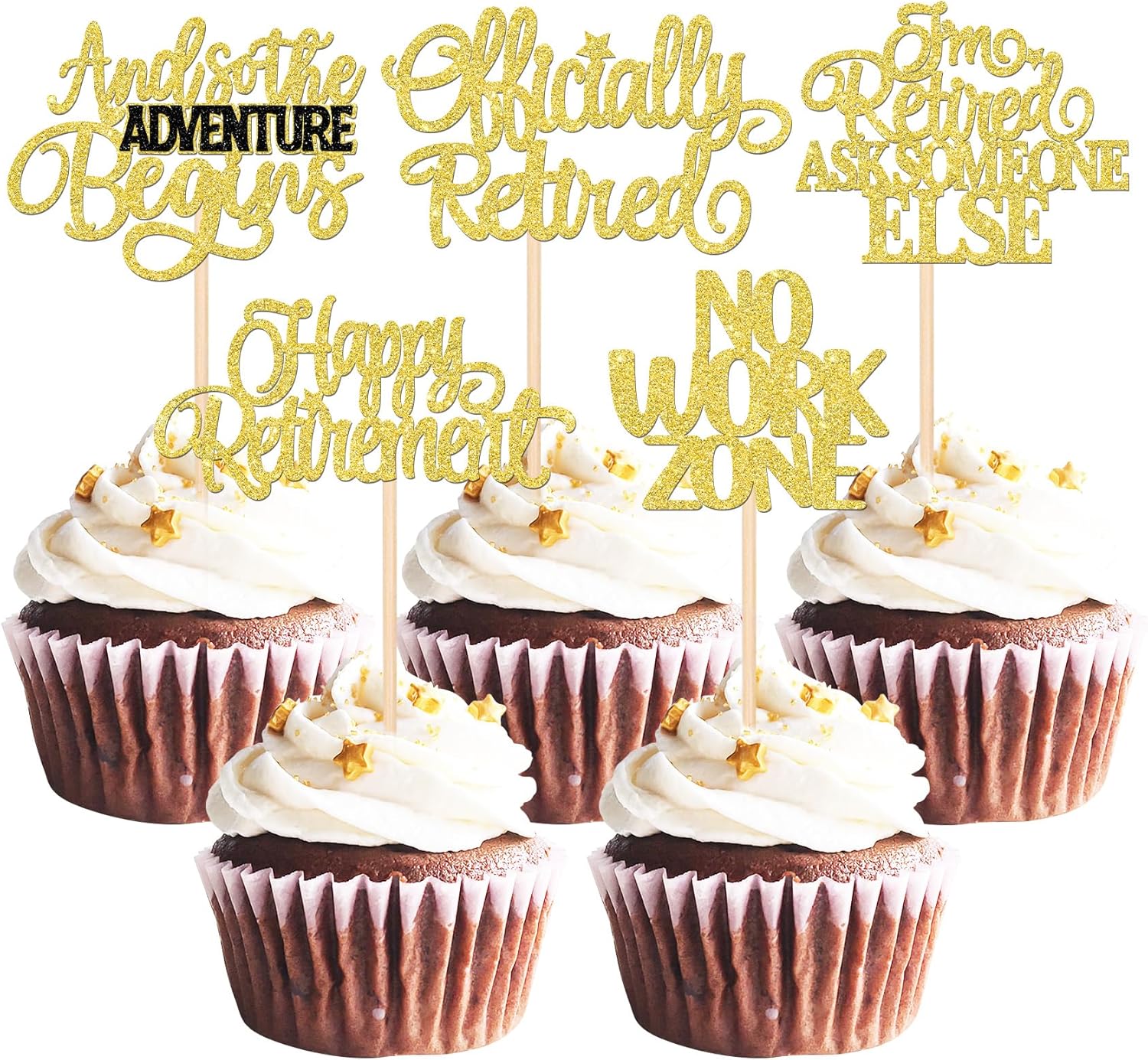 Amazon.com: 30 PCS Happy Retirement Cupcake Toppers Officially Retired ...