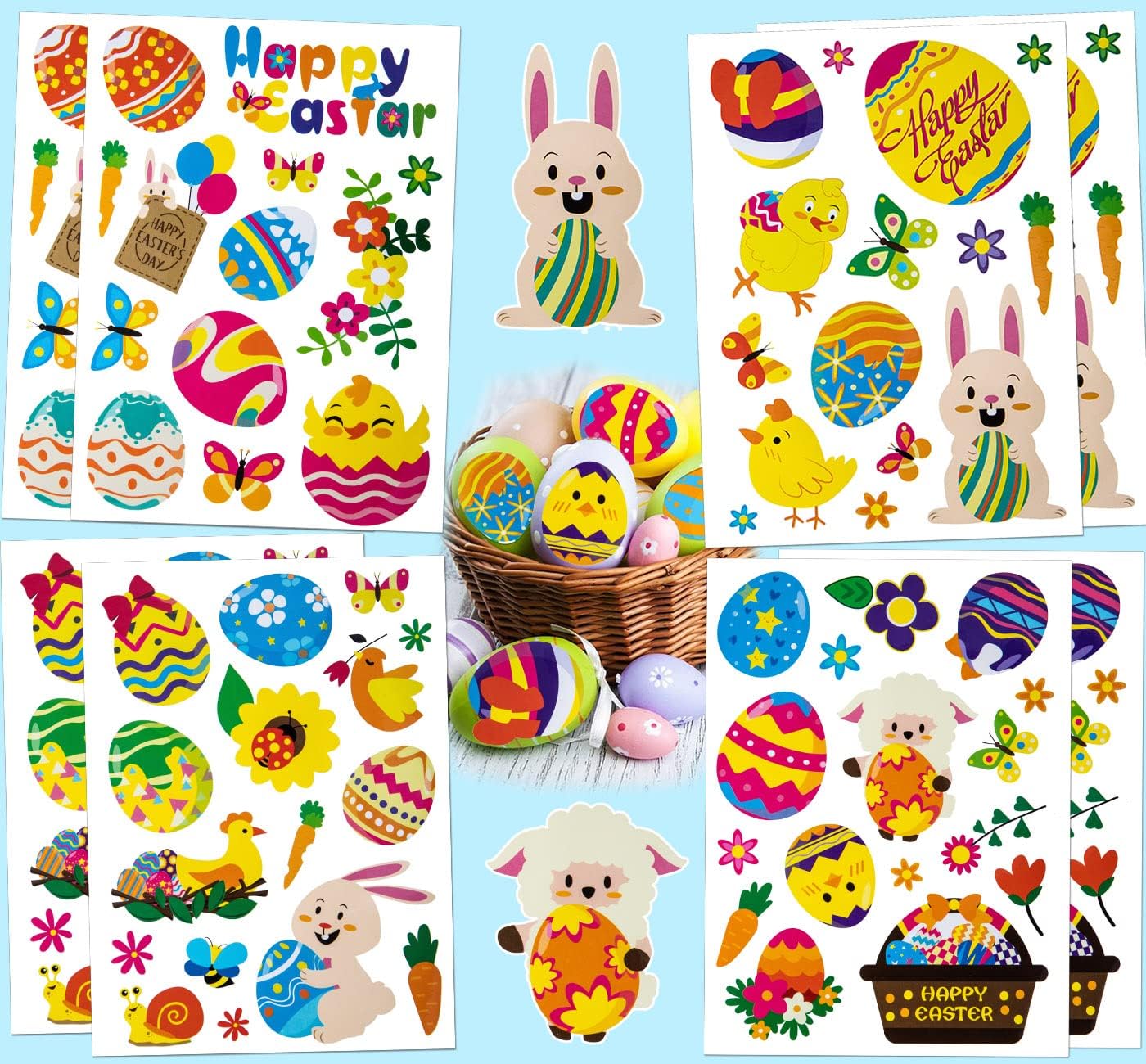 Autocollants Pâques, Gommettes Stickers DIY Enfants Motifs Œuf Lapin ...