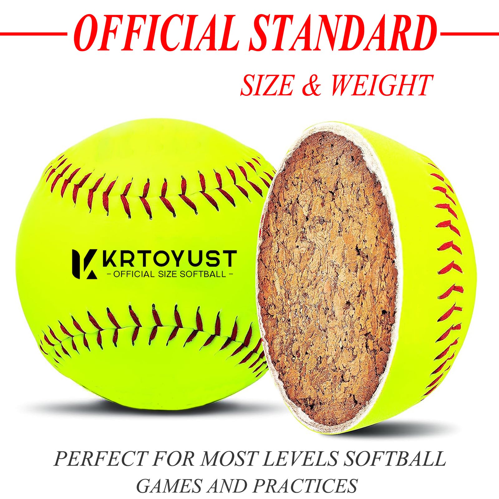 Snapklik.com : KRTOYUST Softball Ball,11" & 12" Official Size Softballs ...