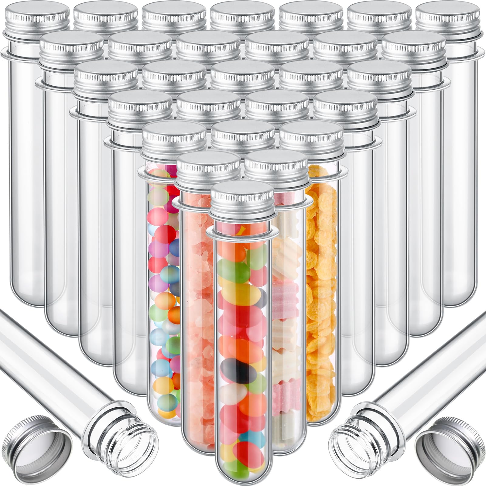 Dandat 100 Pcs Test Tubes 40 ml Plastic Test Tubes with Screw Lids 1.2 ...