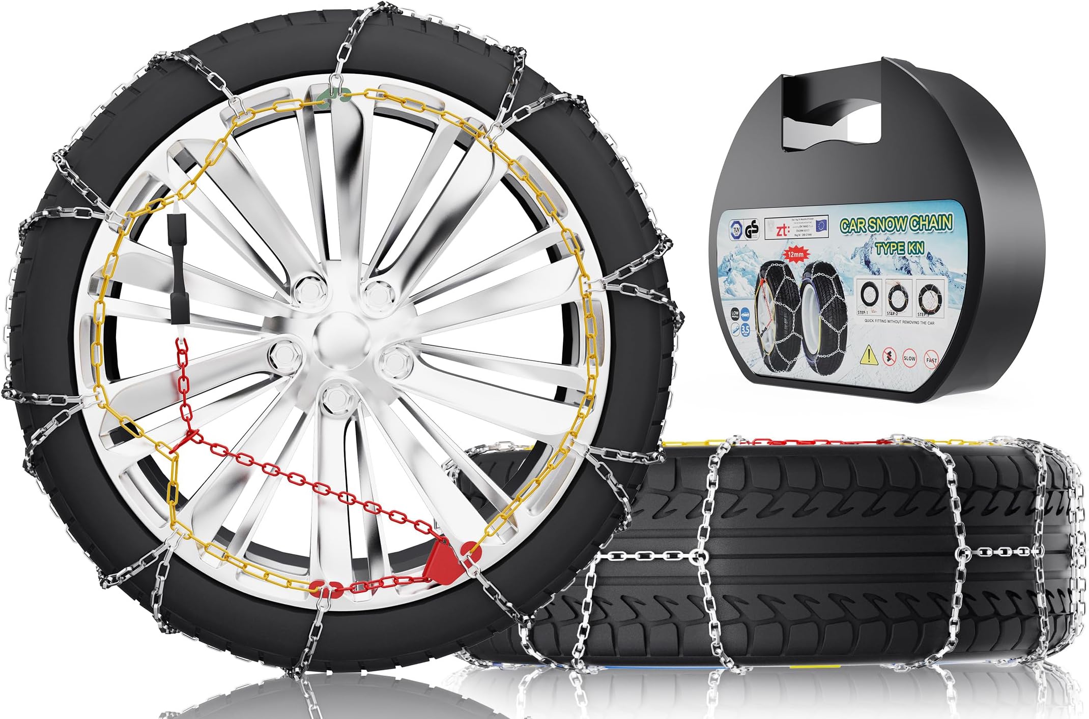 Amazon.com: 2 PCS Snow Chains for Car, SUV, Pickup and Truck, Universal ...