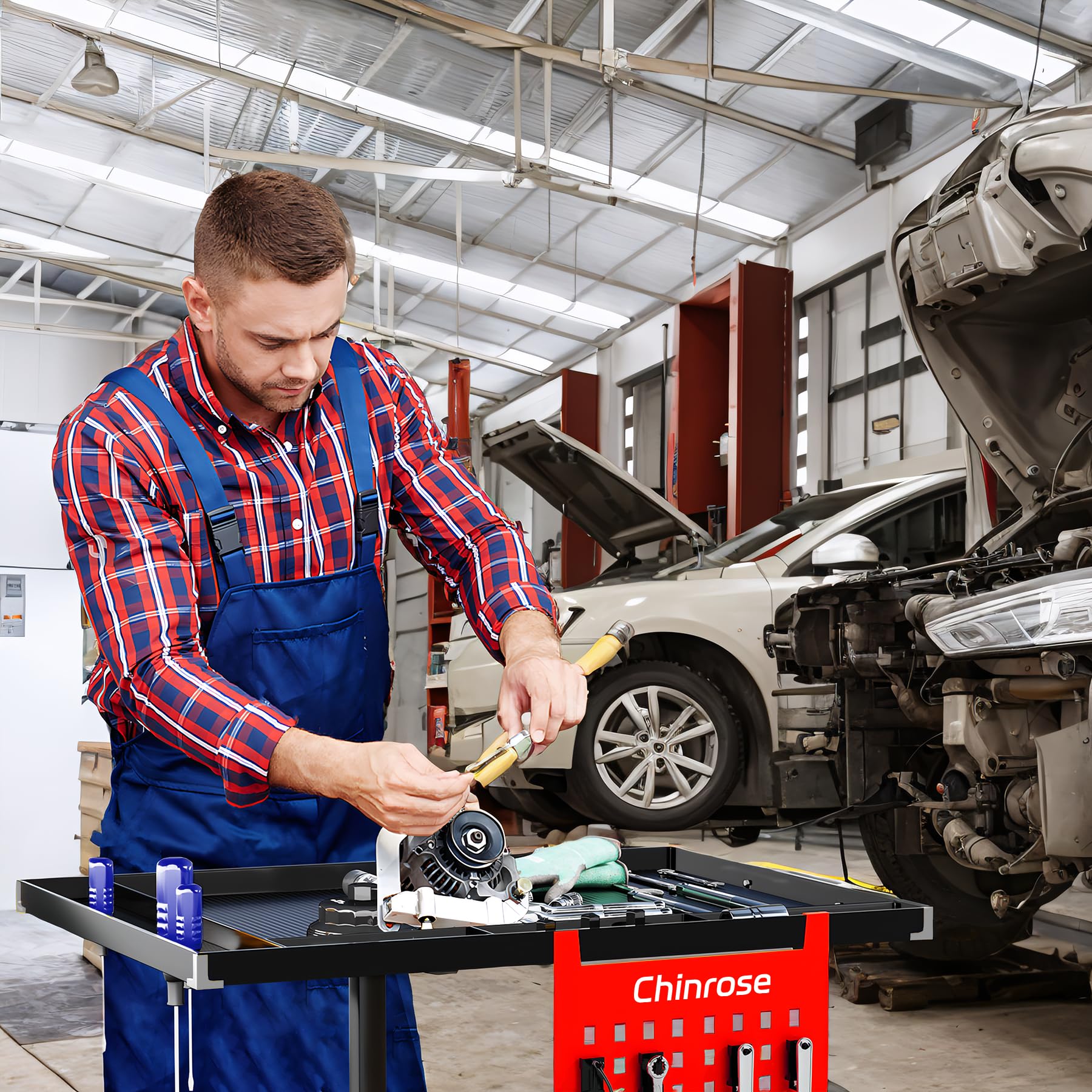 Snapklik.com : Heavy Duty Hydraulic Automatic Lifting Adjustable Mobile Work Table, Rolling Tool ...