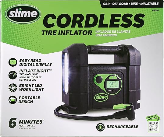 Amazon.com: Slime 40080 Cordless Tire Inflator, Rugged Portable Air ...