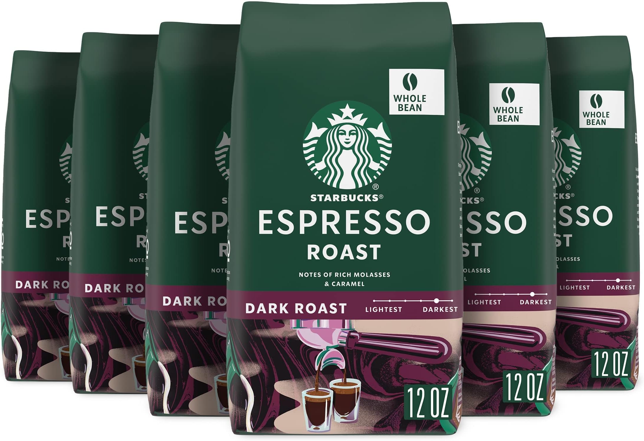 Amazon.com : Starbucks Decaf Whole Bean Coffee, Espresso, Dark Roast ...