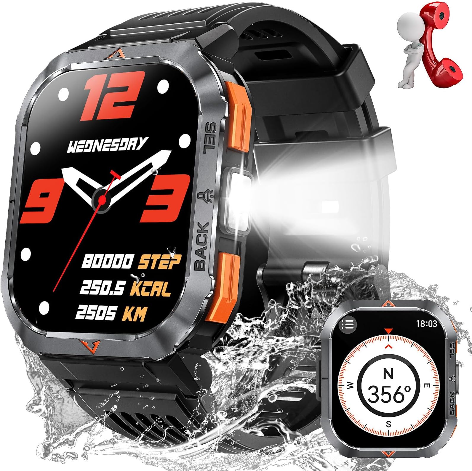 Amazon.com: Smart Watch for Men Fitness Tracker: (Make/Answer Call ...