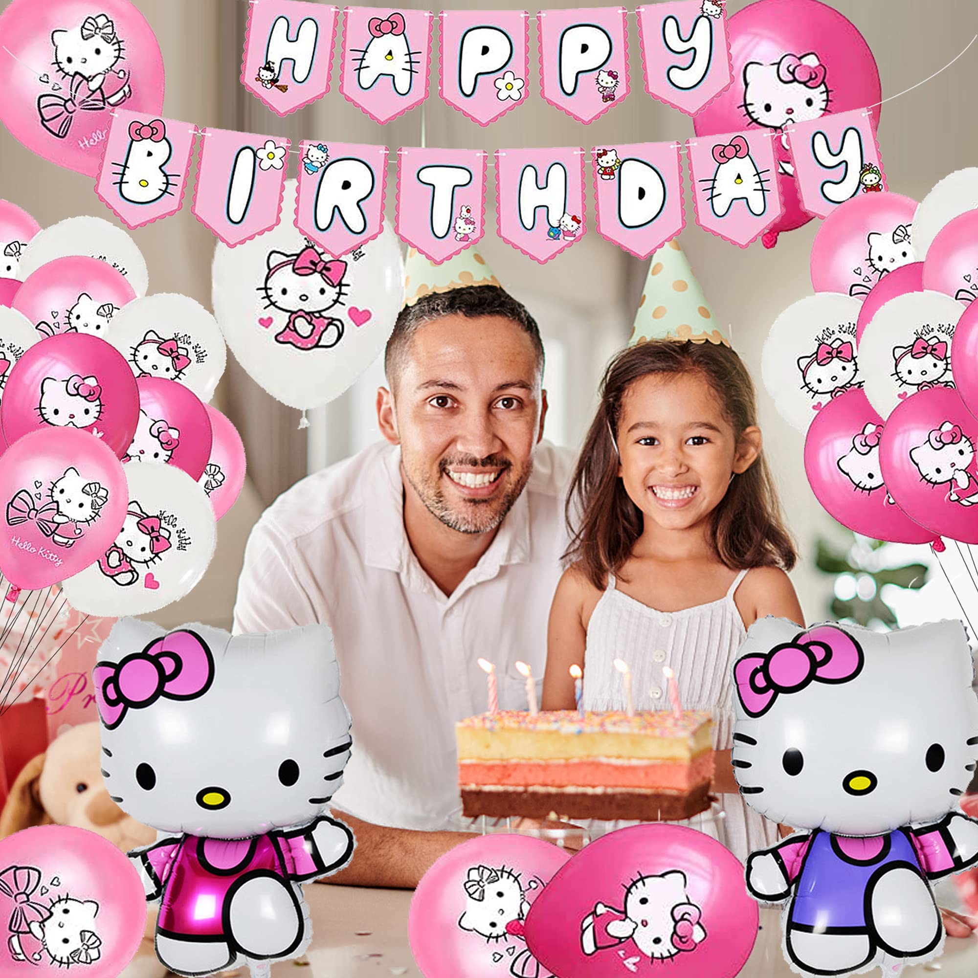 Hello Kitty Birthday Party Decorations Balloons Happy Birthday Banner ...