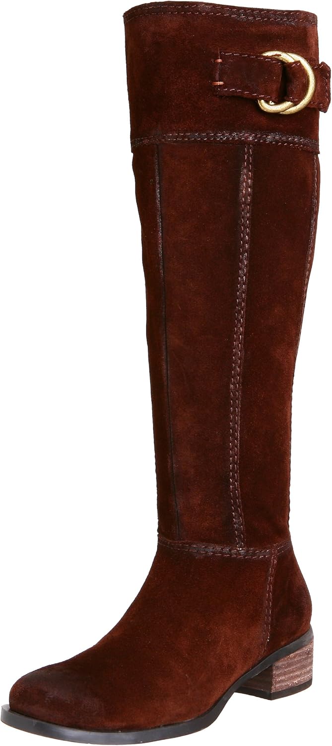 Amazon.com | Nine West Women's Barkin Boot,Dark Brown Suede,5 M | Mid-Calf