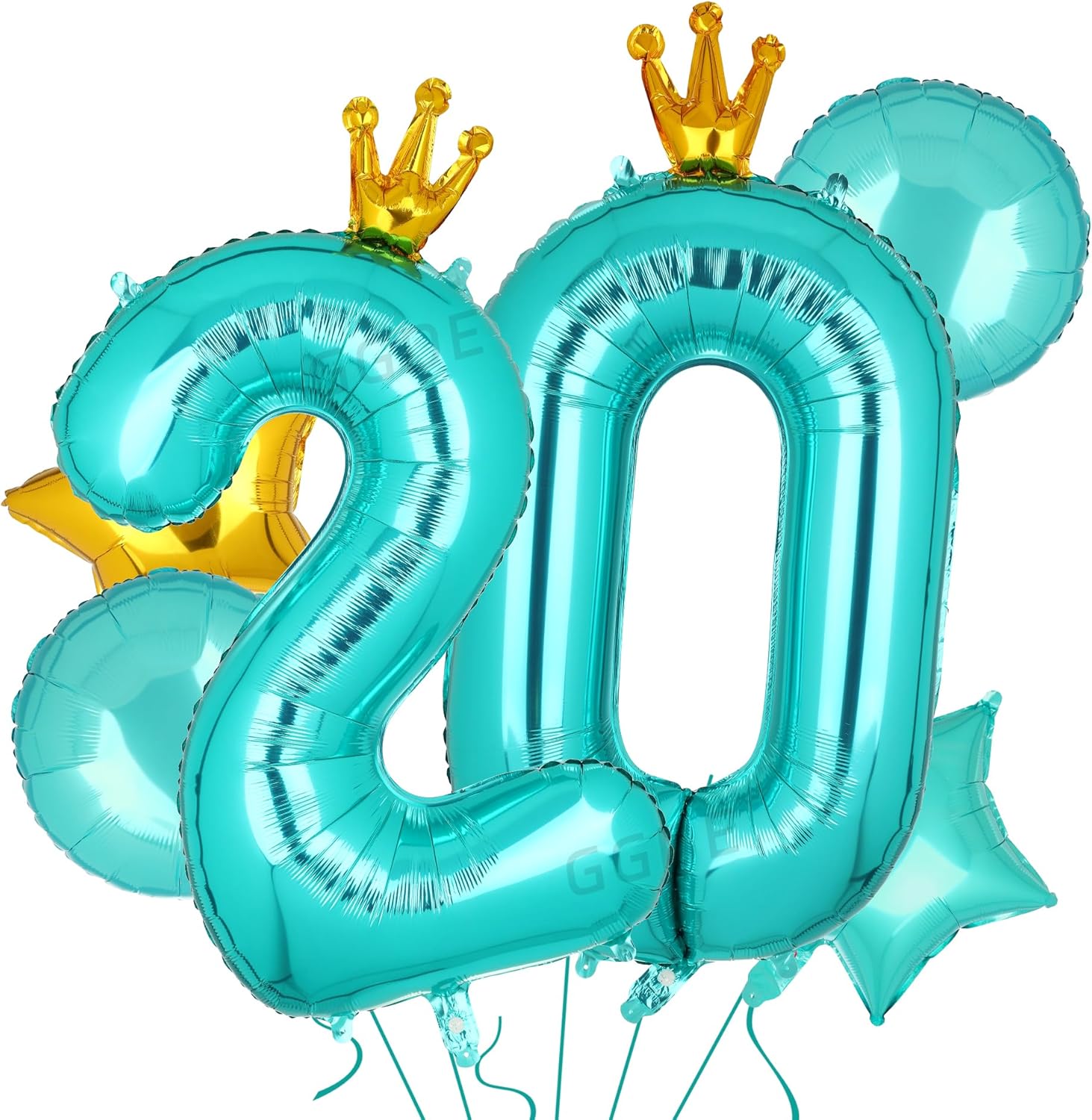 Amazon.com: Crown Teal Blue Number 20 Balloons 40 Inch Large Helium ...