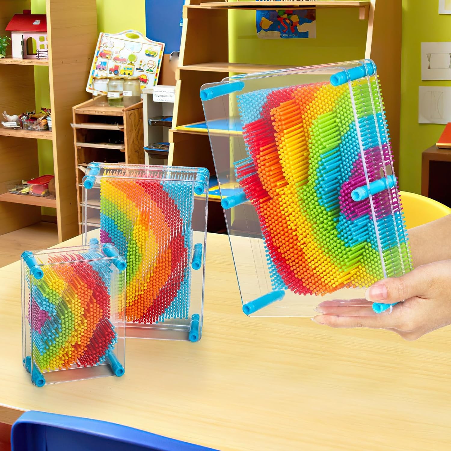 Snapklik.com : 3 Pack 3D Pin Art Toy, Rainbow Plastic Pin Art Board ...