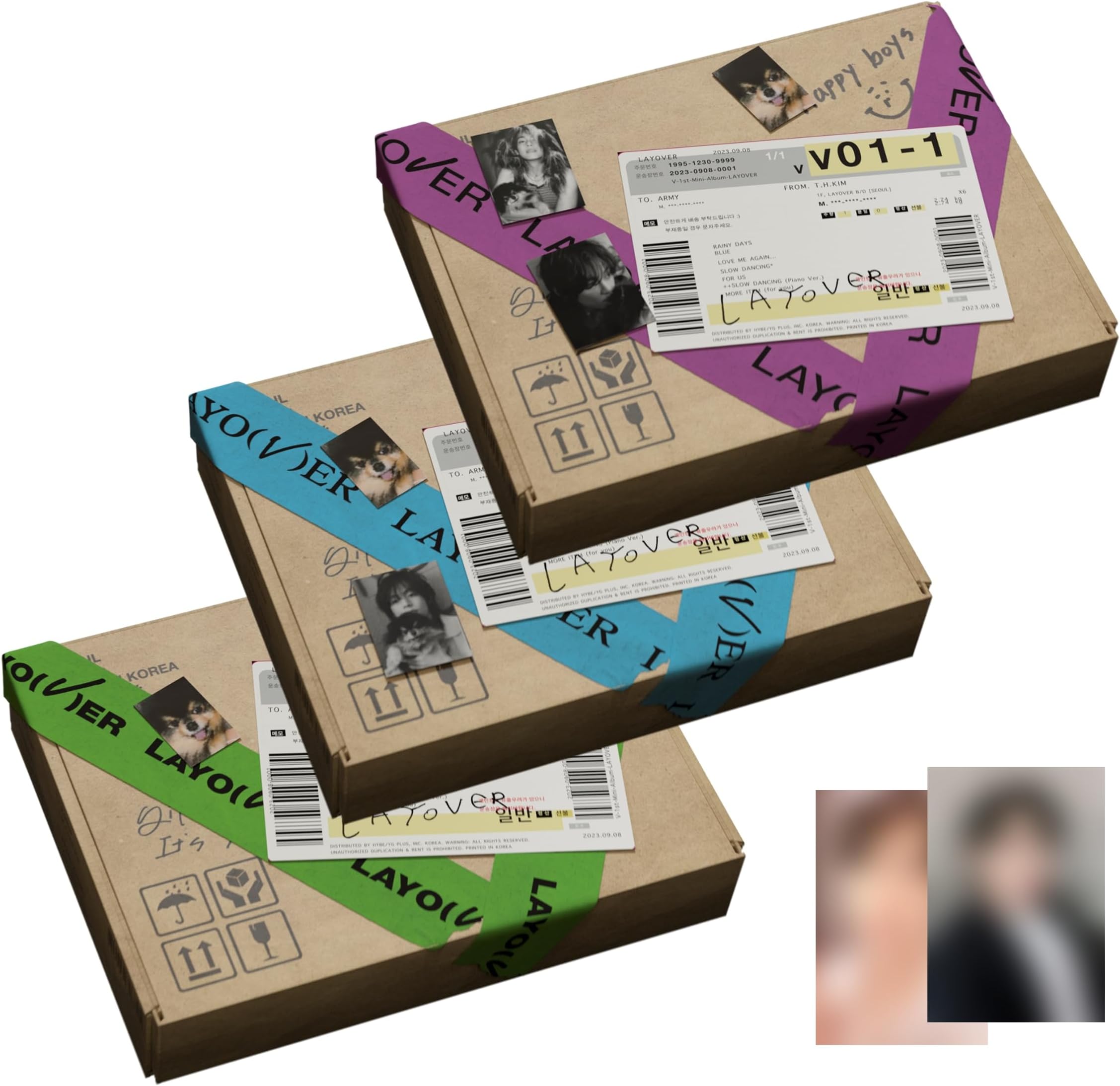 Amazon.com: BTS V - Layover Weverse album ver. + [BTS Photocards Set ...