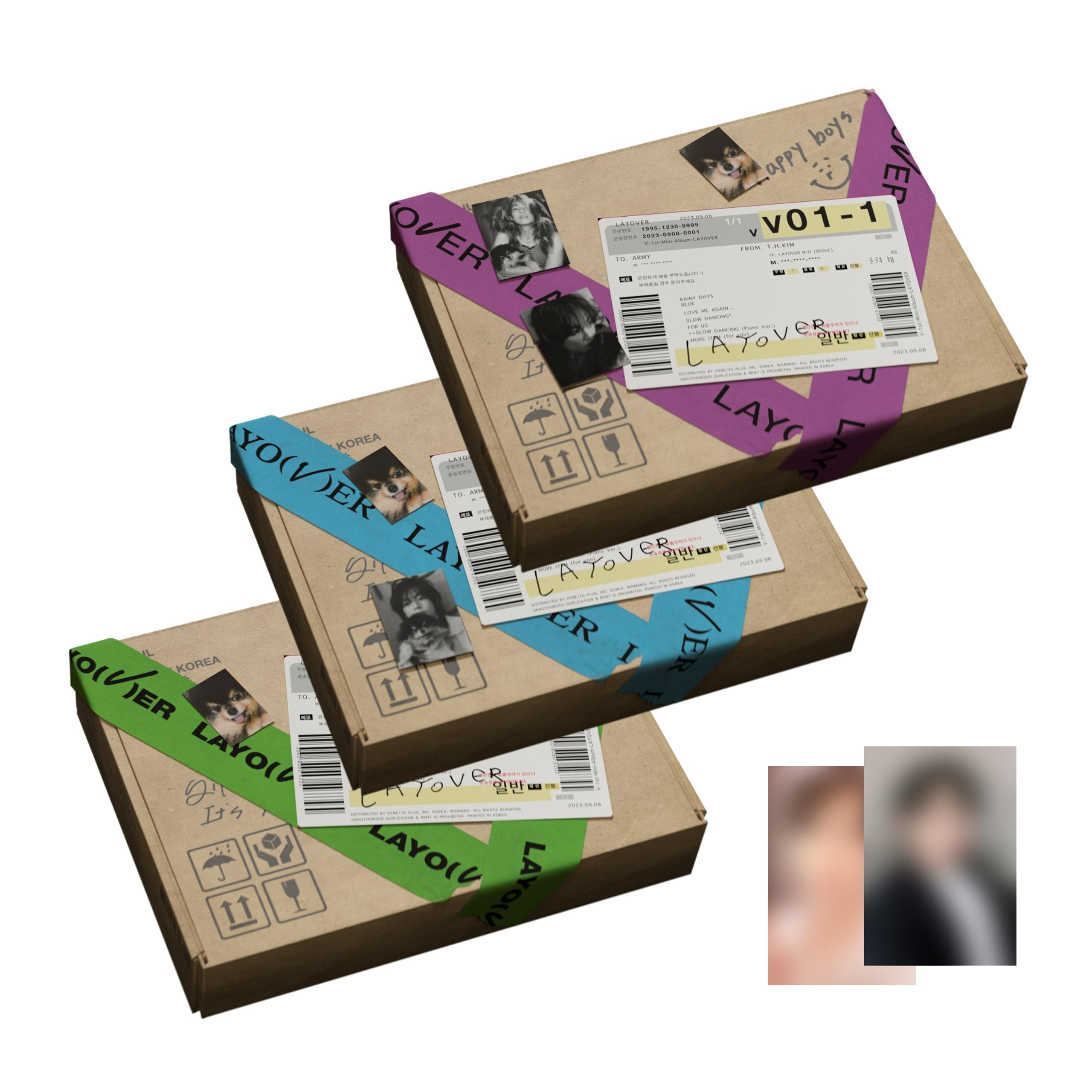 Amazon.com: BTS V - Layover album Rondom Ver. + [BTS Photocards Set ...
