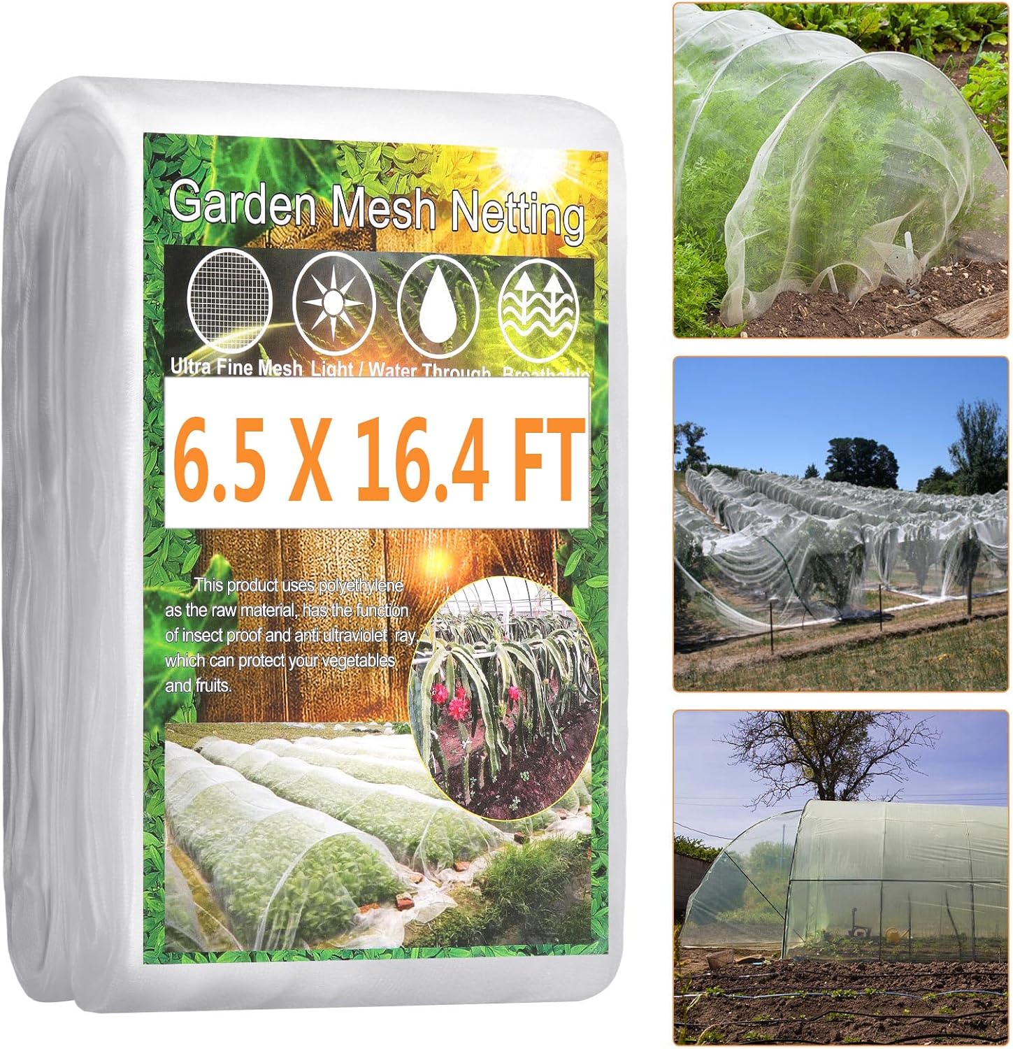Amazon.com : Fippy Garden Netting Pest Barrier, 6.5 X 16.4FT Insect ...