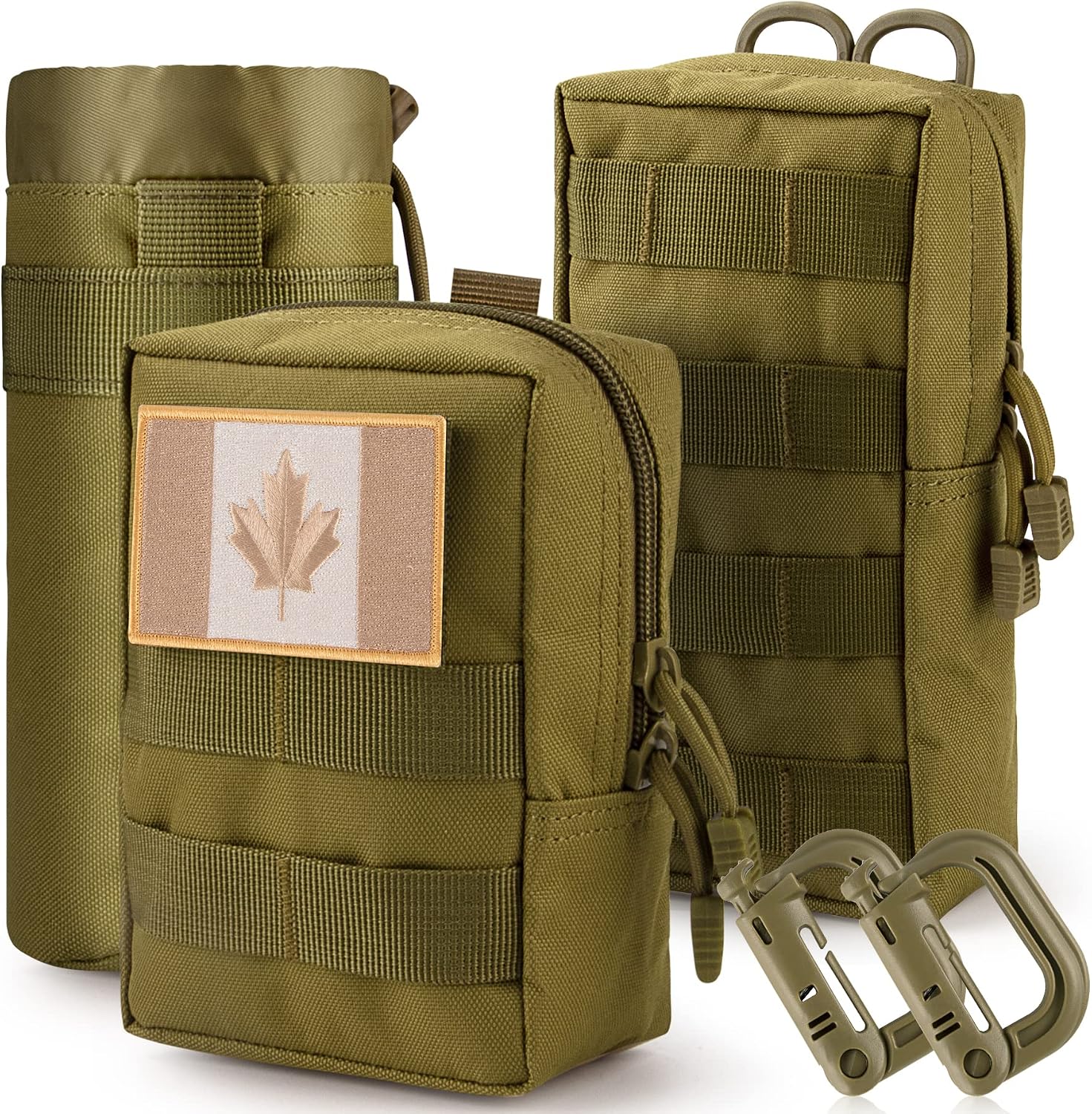 bvya 3 Pack Molle Pouches Combo Water Bottle Pouch Holder Tactical ...