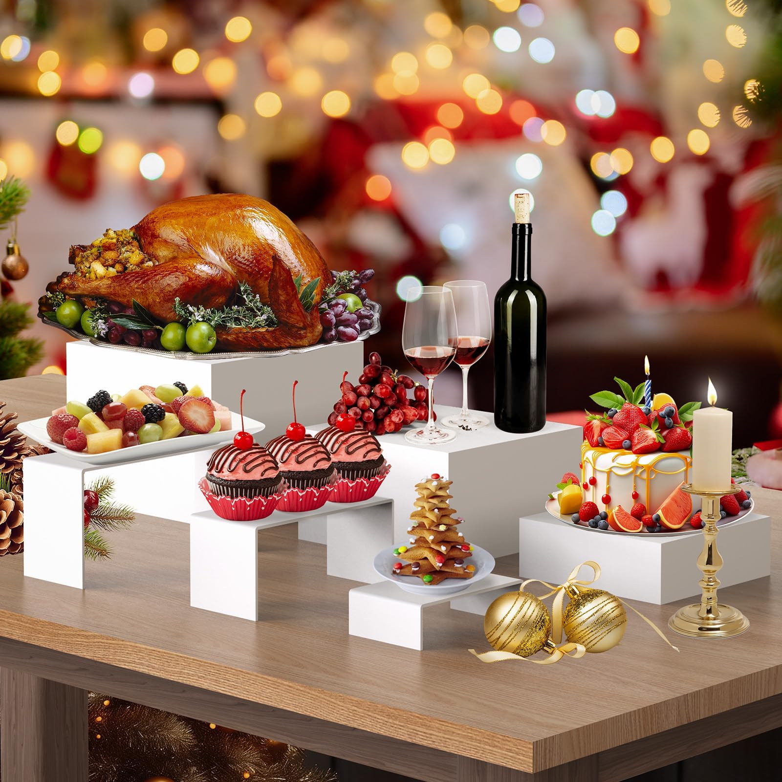 4PCS Cupcake Stand,5x6x7x8 Inch Buffet Risers,Food Display Stand Risers ...