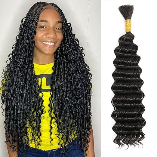 Amazon.com : Human Braiding Hair 1 Bundle 18 Inch Deep Wave Bulk Human ...