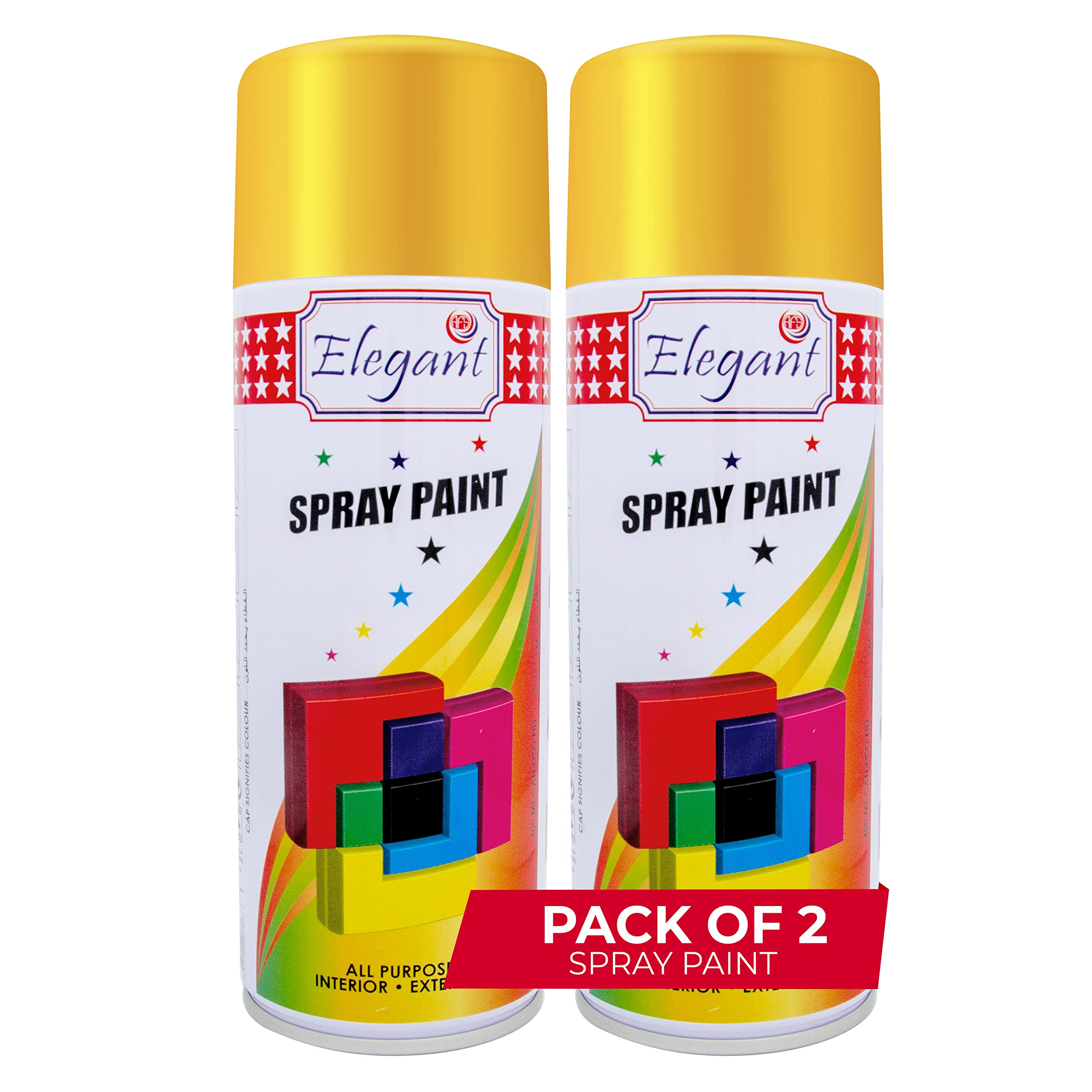 Elegant Multipurpose SPRAY PAINT – Bright YELLOW – 400ML – PACK OF 2 ...