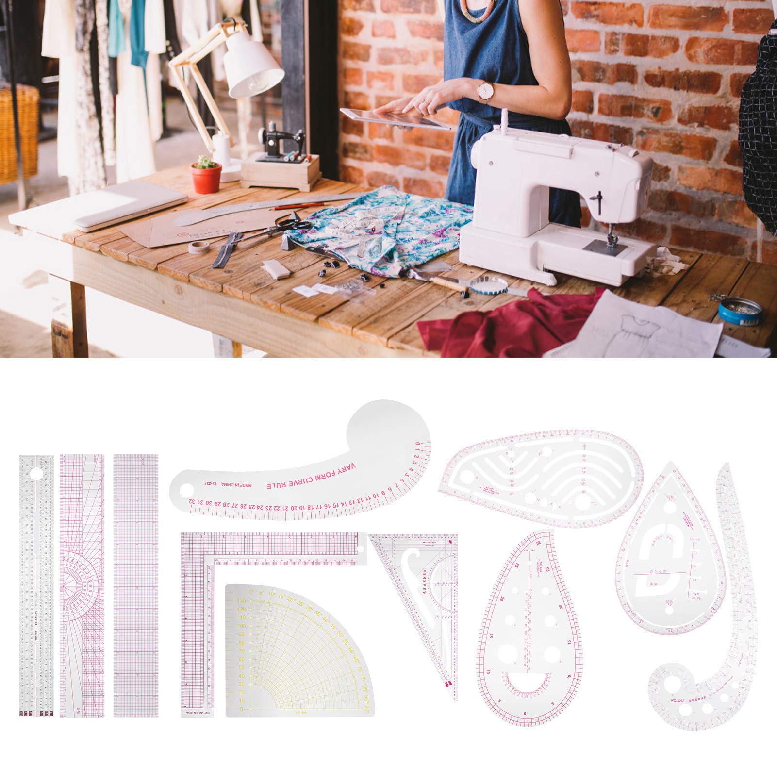 Snapklik.com : 11pcs Clear Metric Sewing Ruler Set, Plastic Pattern ...