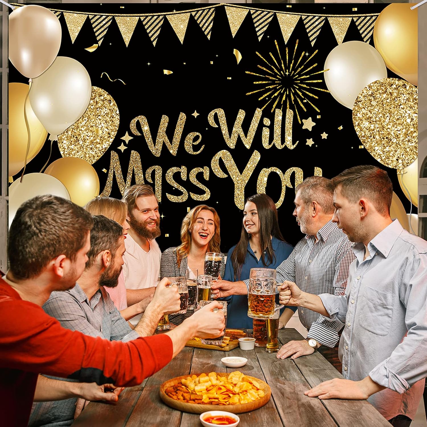 We Will Miss You Banner Party Decorations Extra Large Black Gold Going ...