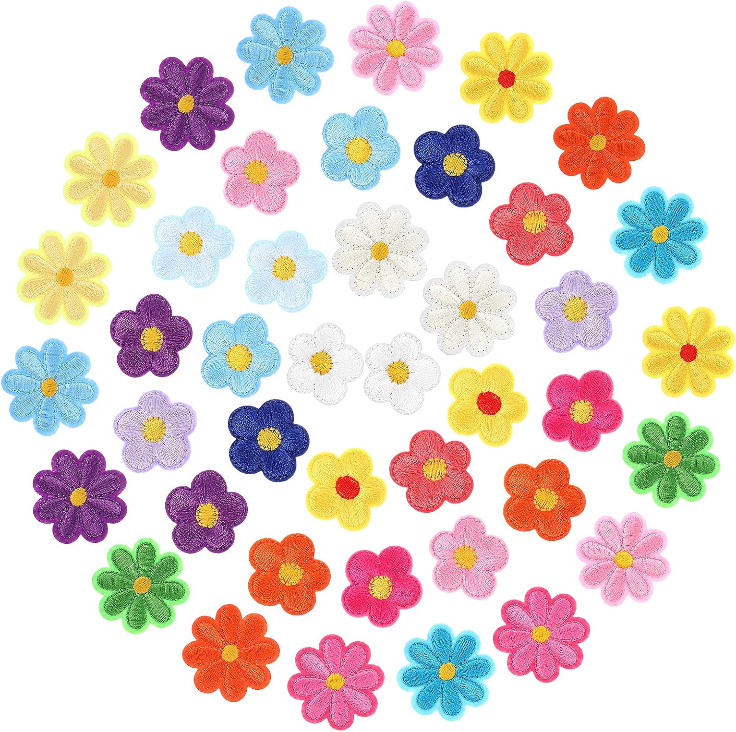 Amazon.com: 42 Pcs 2 Sizes Flower Iron on Patches Daisy Flower ...