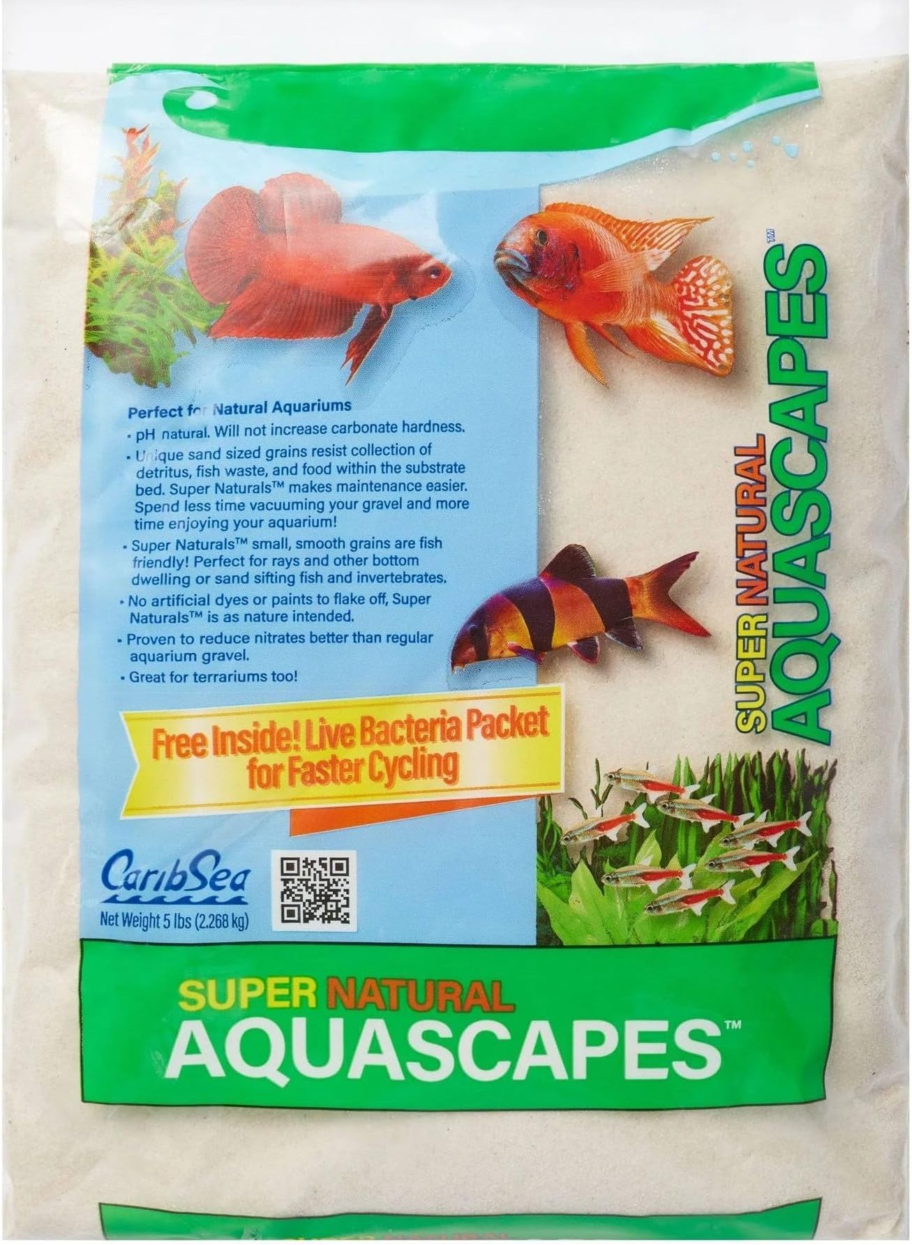 Carib Sea ACS05820 Super Natural Moonlight Sand for Aquarium, White, 5 ...