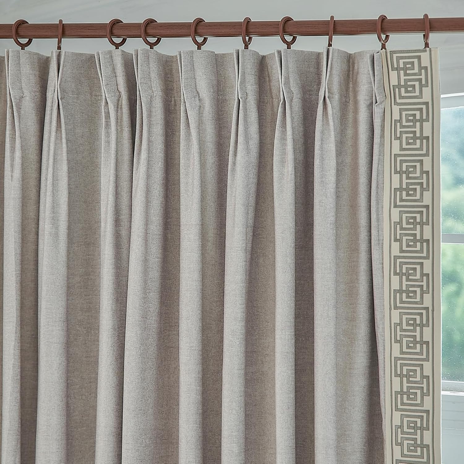 Amazon.com: VisionaryHomeDesign Pinch Pleat Curtains, Greek Key Tape ...