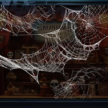 Amazon.com: Halloween Window Clings Spider Web Window Decals Reality ...