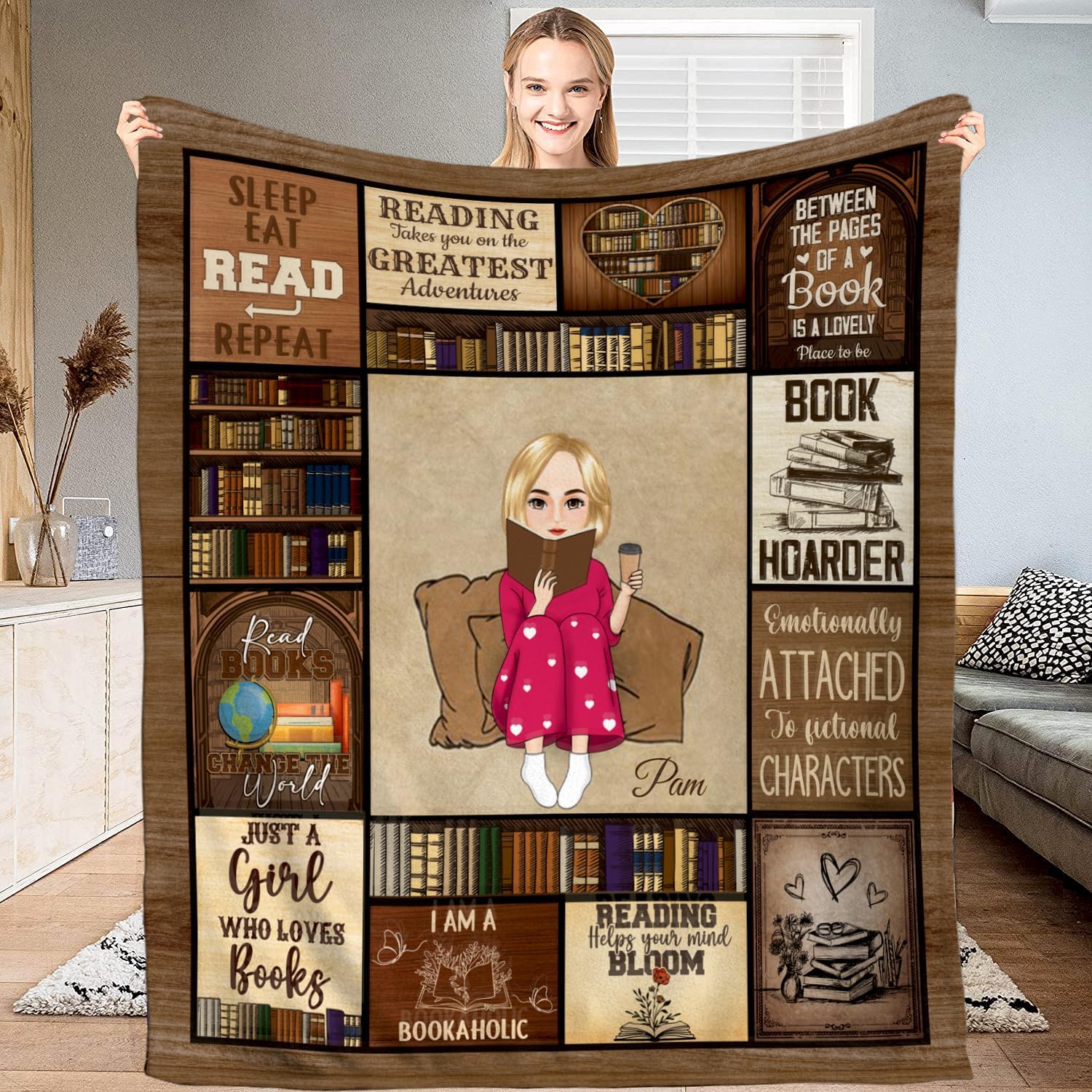 Amazon.com: SATIGI Customized Reading Blanket and Throw Book Lovers ...