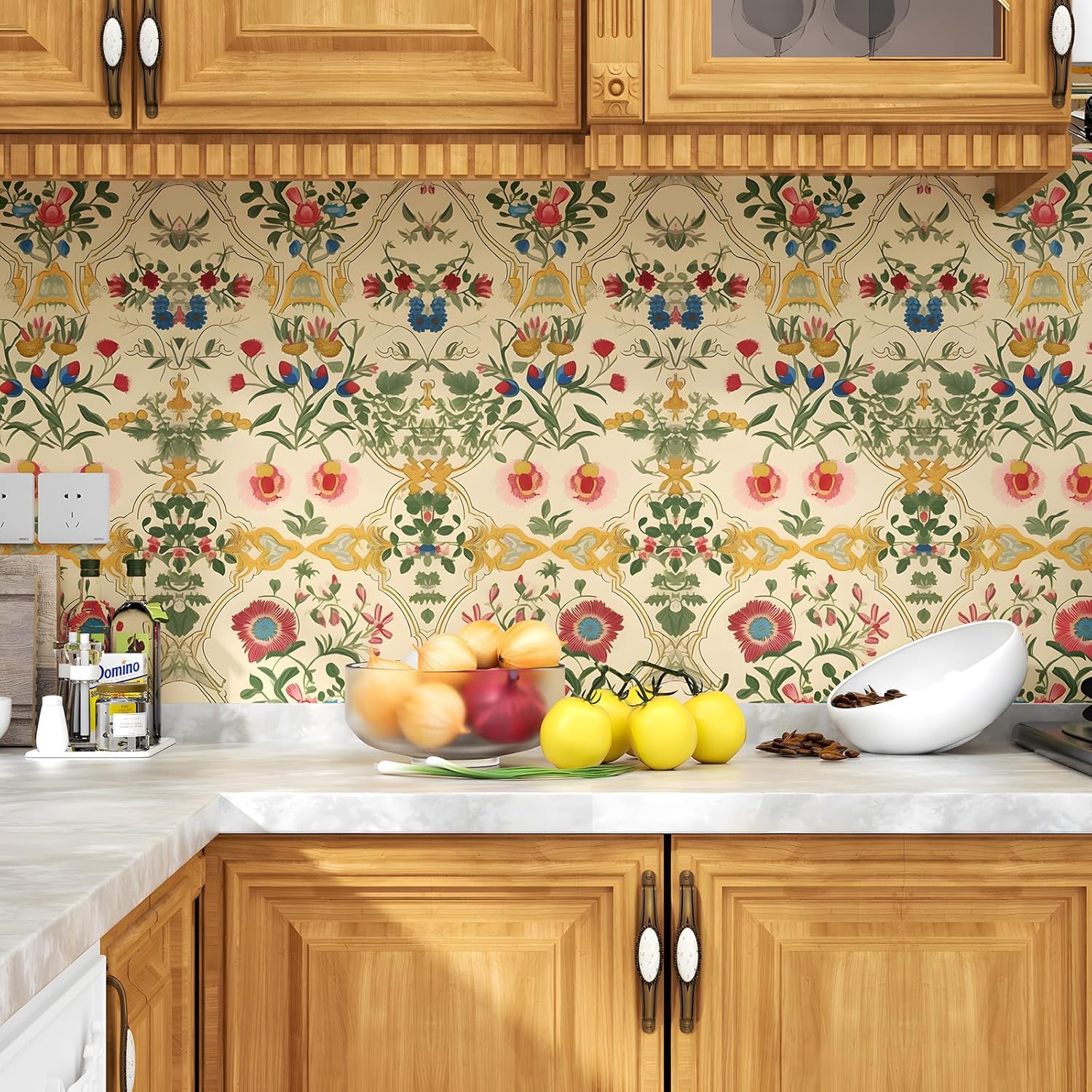 Self Adhesive Wall Paper Boho Yellow Floral Peel And Stick Wallpaper ...